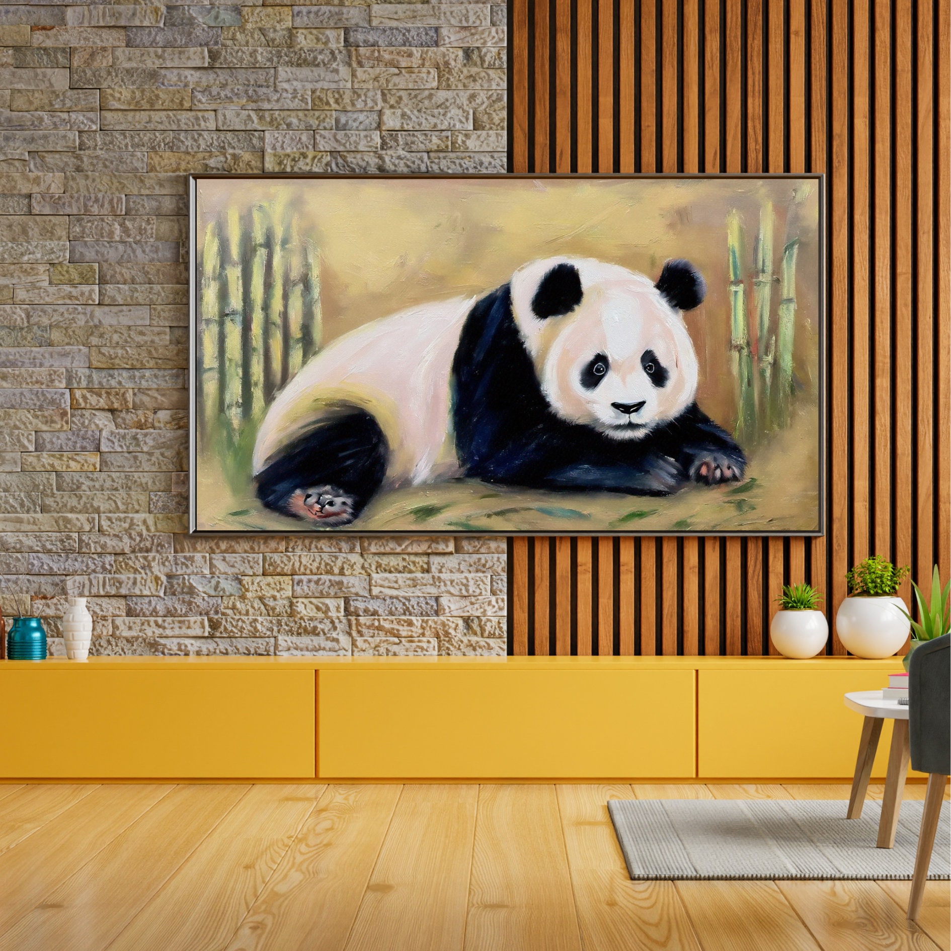 Giant Panda Frame TV Wall Art, Transform Any Room Into a Sanctuary of ...