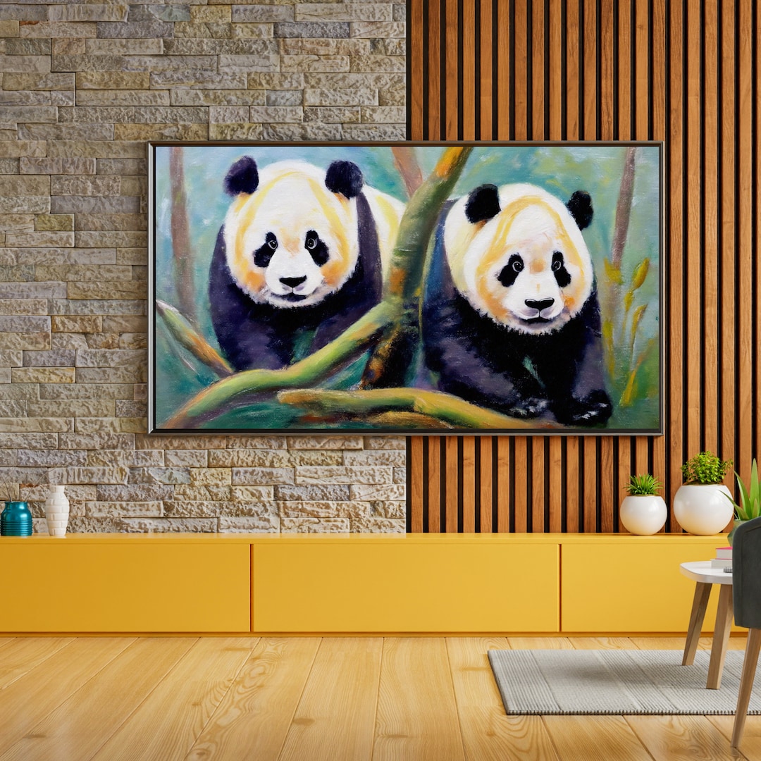 Giant Pandas Frame TV Wall Art, Transform Any Room Into a Sanctuary of ...