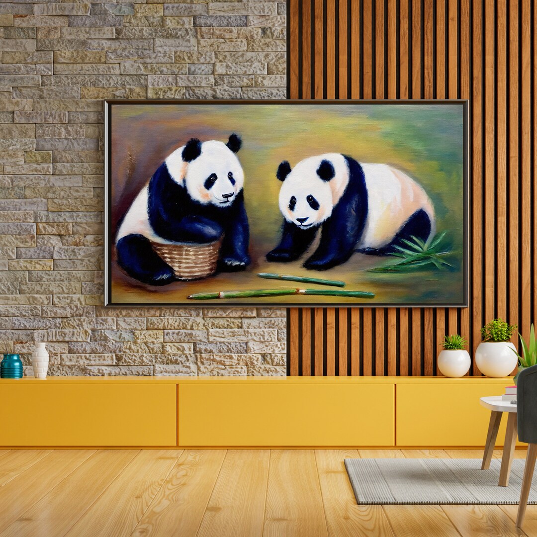 Giant Pandas Frame TV Wall Art, Transform Any Room Into a Sanctuary of ...