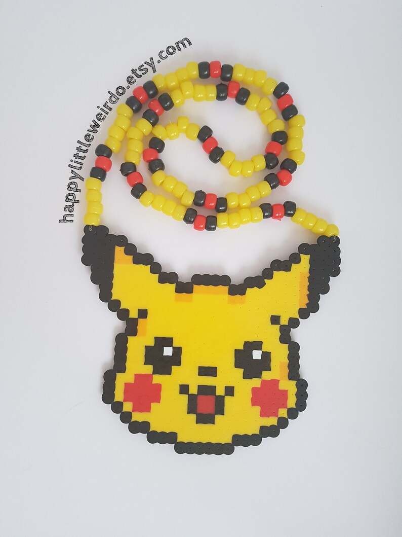 Pikachu Pokemon Perler Rave Festival Kandi Necklace - Etsy