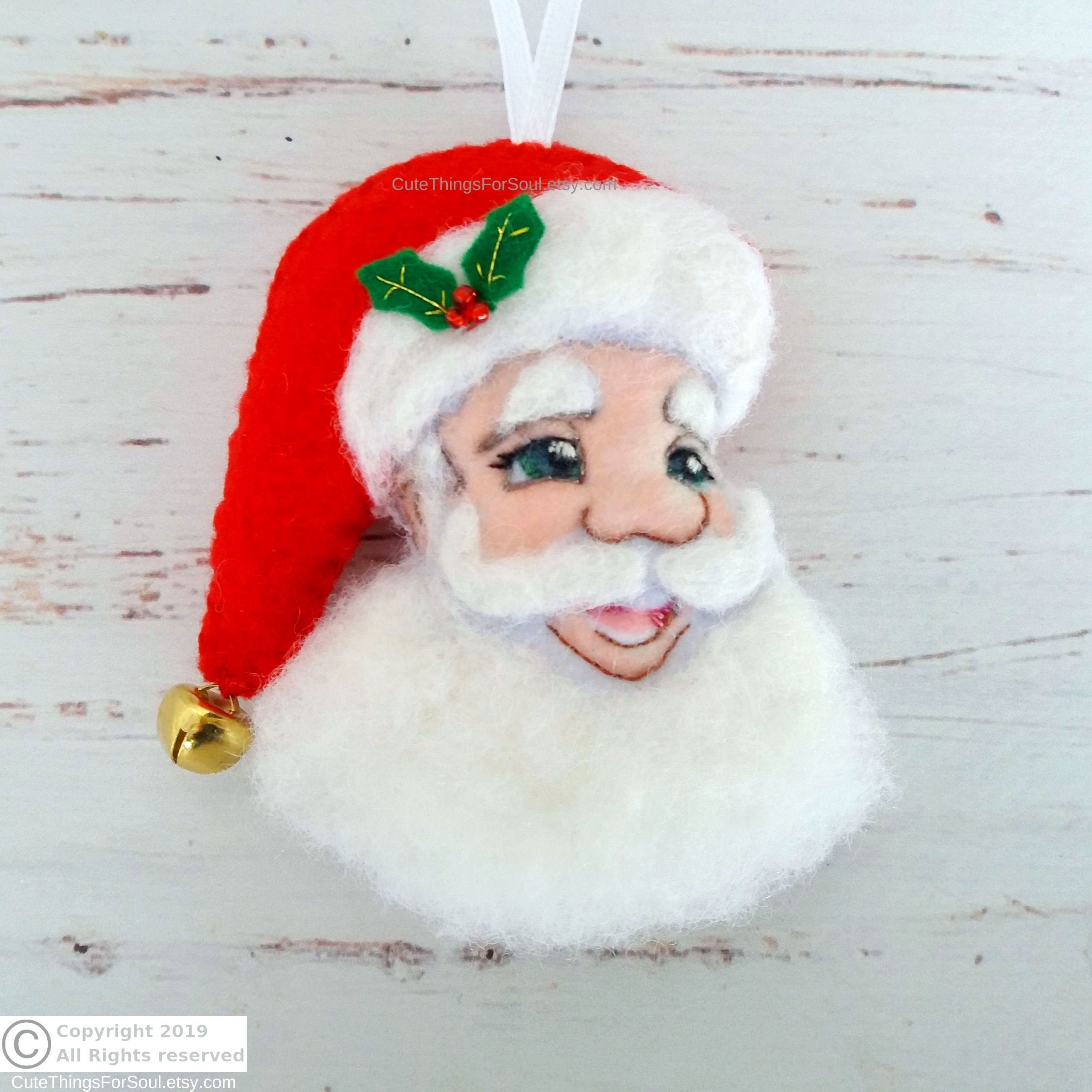 Santa Head Ornament Needle Felted Santa Claus Christmas 2022 - Etsy UK