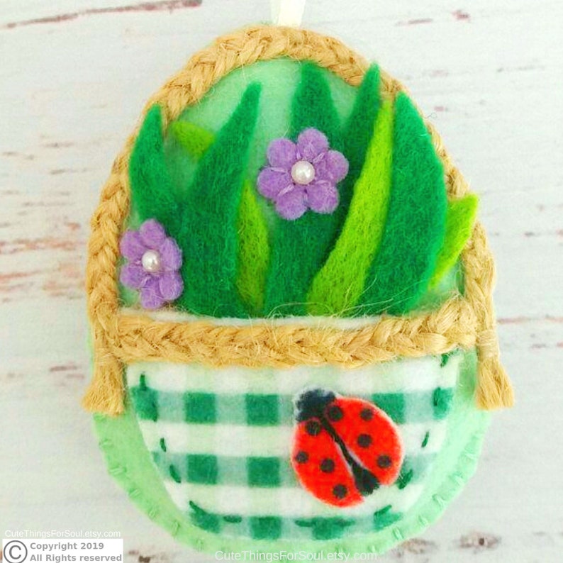 Personalized Easter Ornaments Ladybug Decor Felt Easter Eggs | Etsy