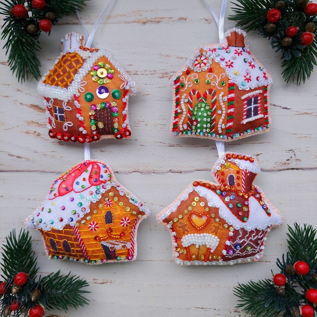 Gingerbread House Ornament Christmas Tree Decoration Felt Gingerbread ...