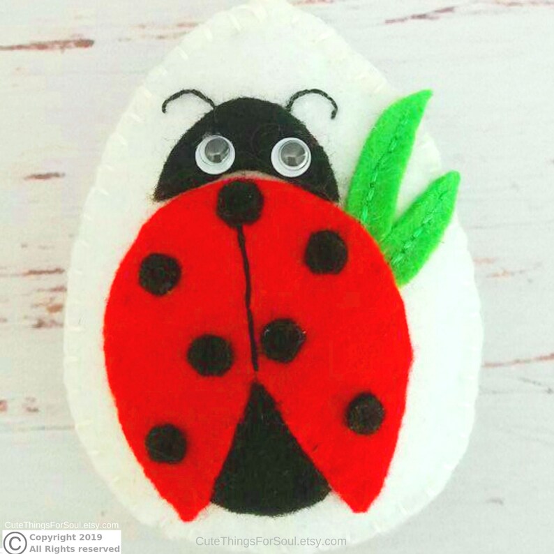 Personalized Easter Ornaments Ladybug Decor Felt Easter Eggs | Etsy