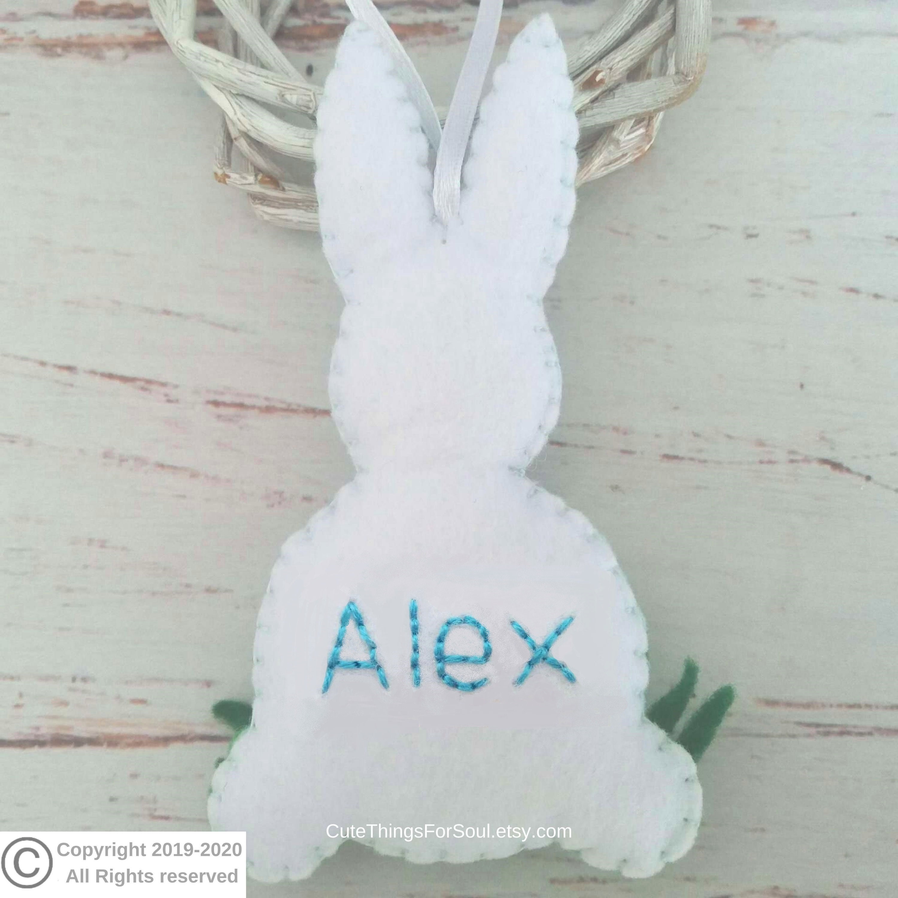 Personalized Felt Blue Bunny Ornament Pink Bunny Easter Rabbit - Etsy UK