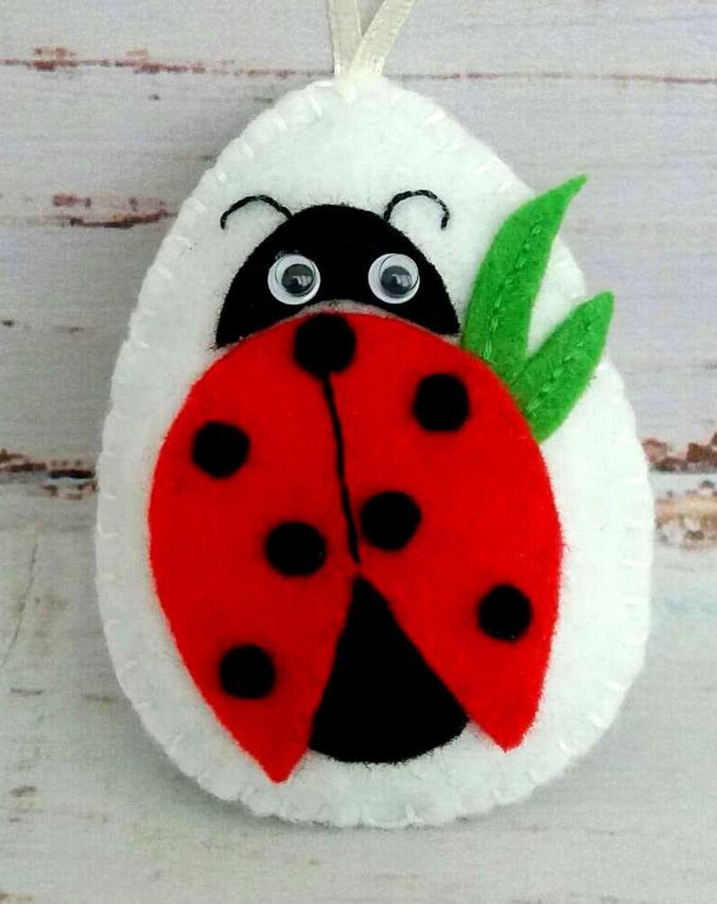 Personalized Easter ornaments Ladybug decor Felt Easter eggs | Etsy