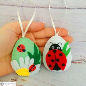 Personalized Easter Ornaments Ladybug Decor Felt Easter Eggs Decoration ...