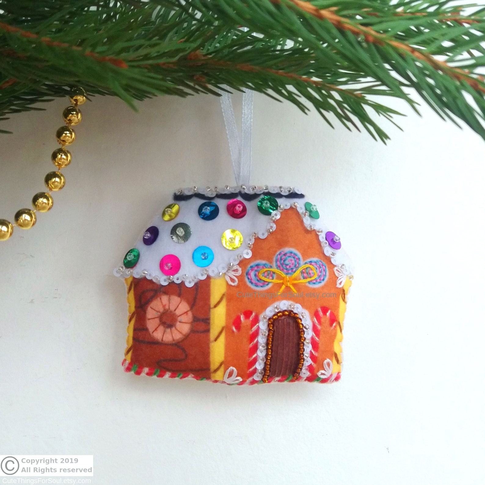 Gingerbread House Ornament Christmas Tree Decoration Felt - Etsy