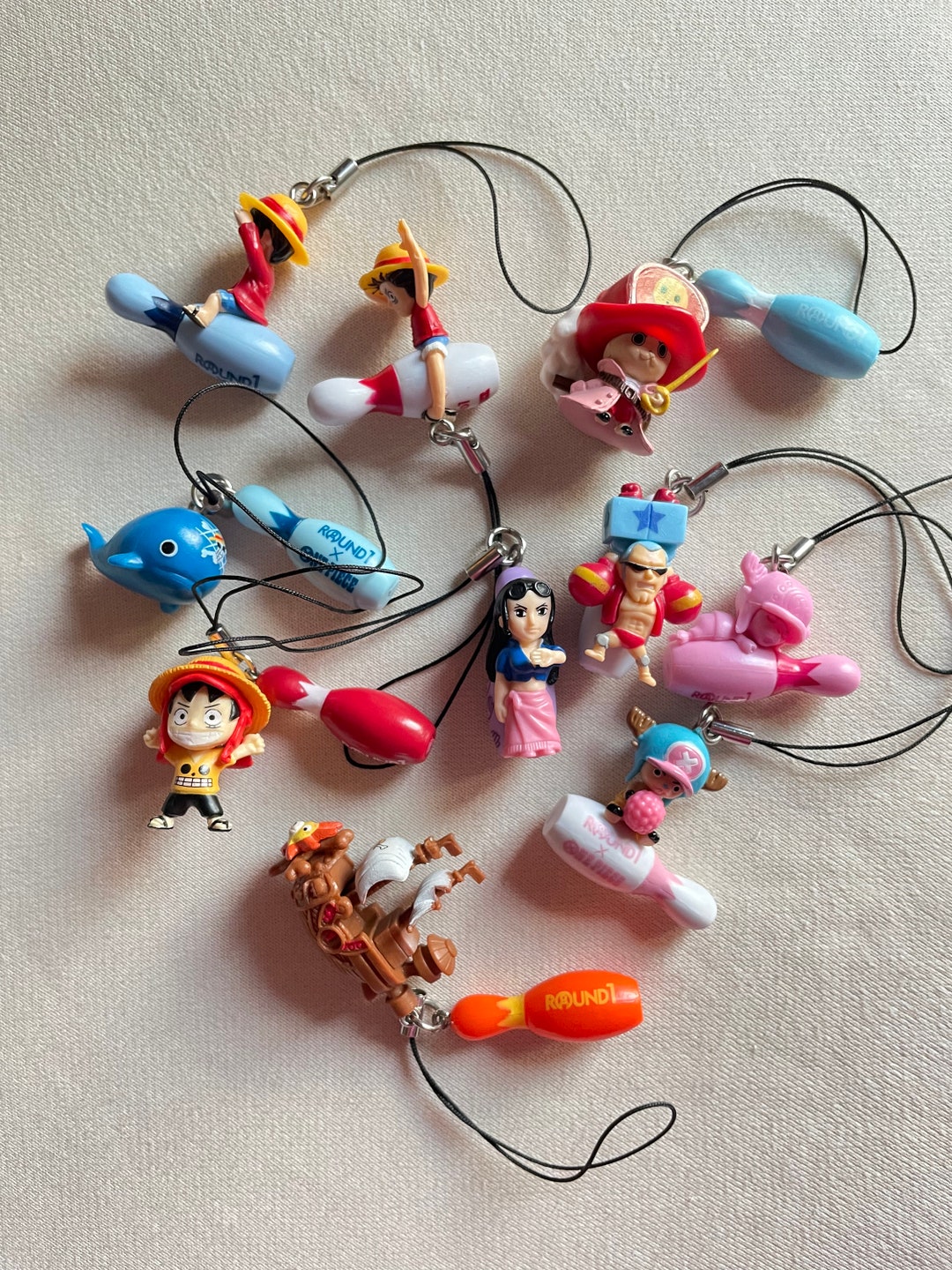 One Piece Anime Round1 Bowling Pin Charm Strap - Etsy