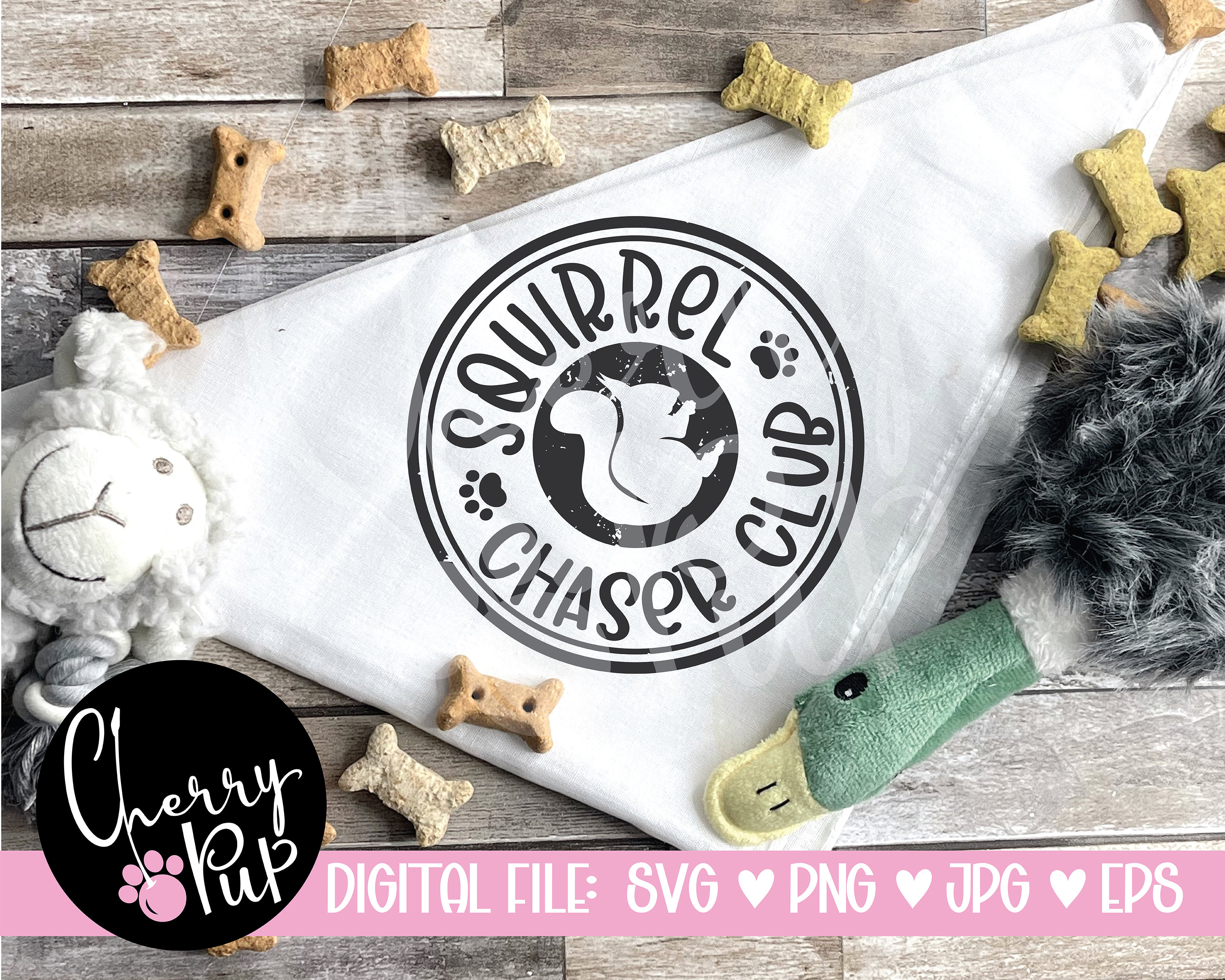 Squirrel Chaser Club SVG for Dog Bandana Instant Digital - Etsy