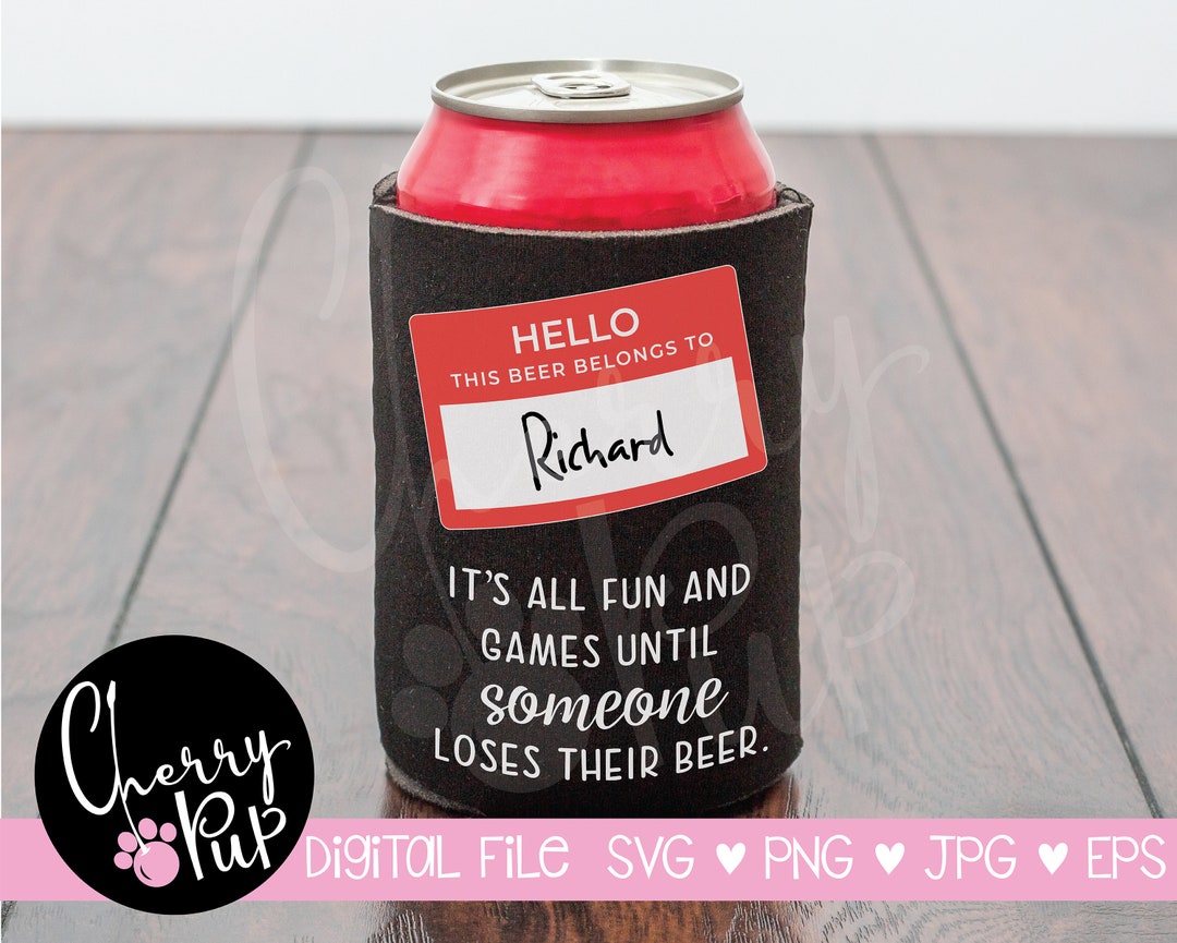 Name Tag Can Cooler SVG, SVG Files for Cricut, Png Files, Svg for Can ...