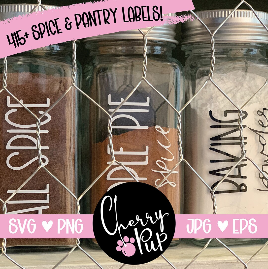 Farmhouse Style Spice Jar Labels SVG, Svg Files for Cricut, Silhouette ...