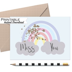 Rainbow Miss You Card Wish You Were Here Long Distance Card | Etsy