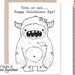Yeti Valentines Card, Yeti or Not Happy Valentines Day, Coloring Page ...