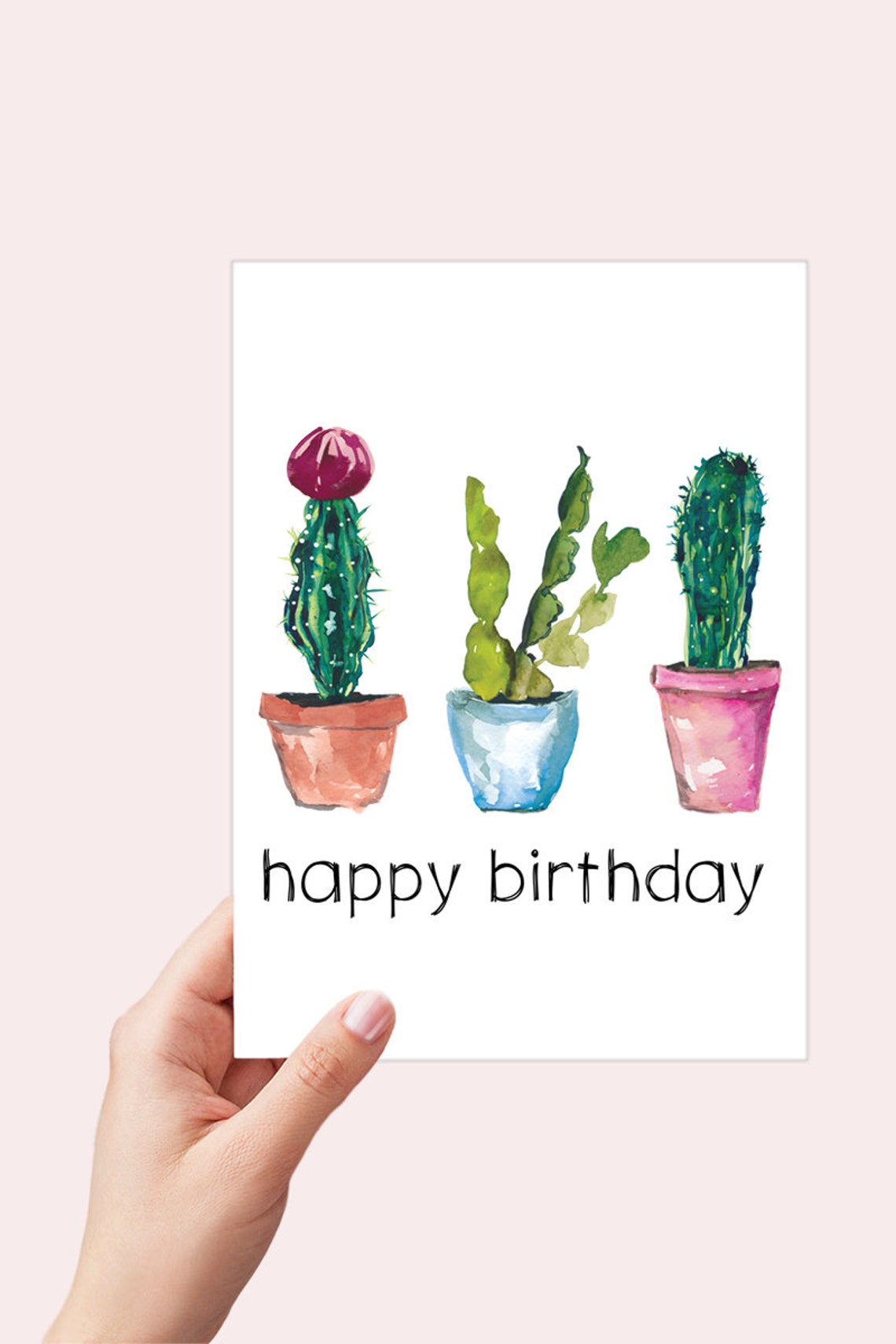 Cactus Birthday Card Printable, Succulents Plant Lover Happy Birthday ...