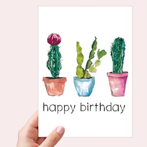 Cactus Birthday Card Printable, Succulents Plant Lover Happy Birthday ...