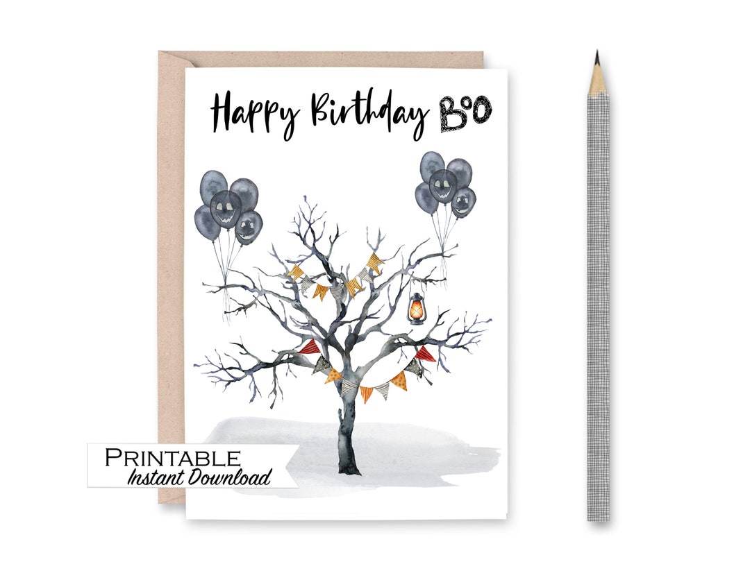 October Birthday Card, Happy Birthday Boo Card, Halloween Cards ...