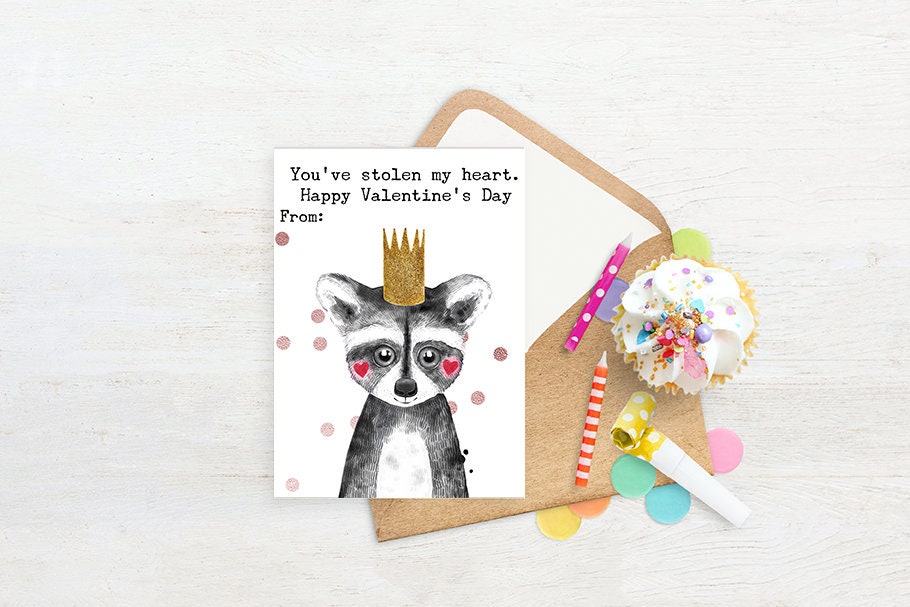 Wild Animal Printable Kids Valentines, Sloth Valentine, Raccoon, Tiger ...