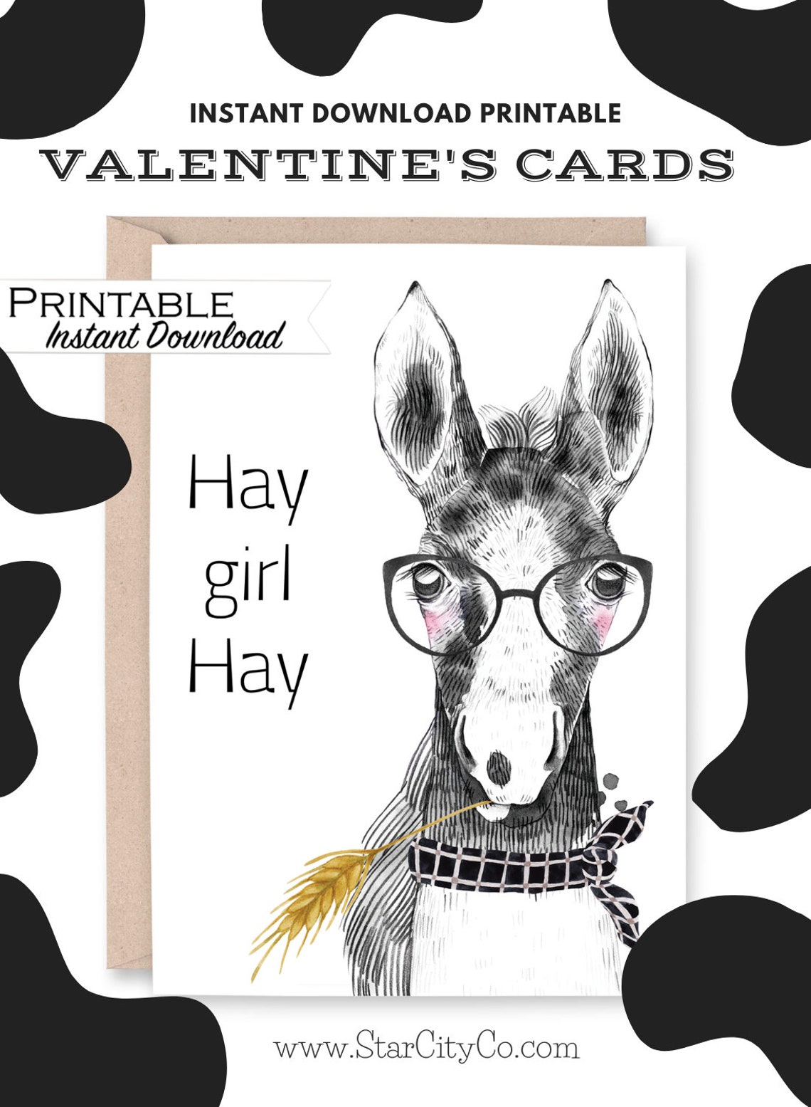 Hay Girl Hay Horse Card, Funny Card, Friendship Card, Farm Animal Card ...