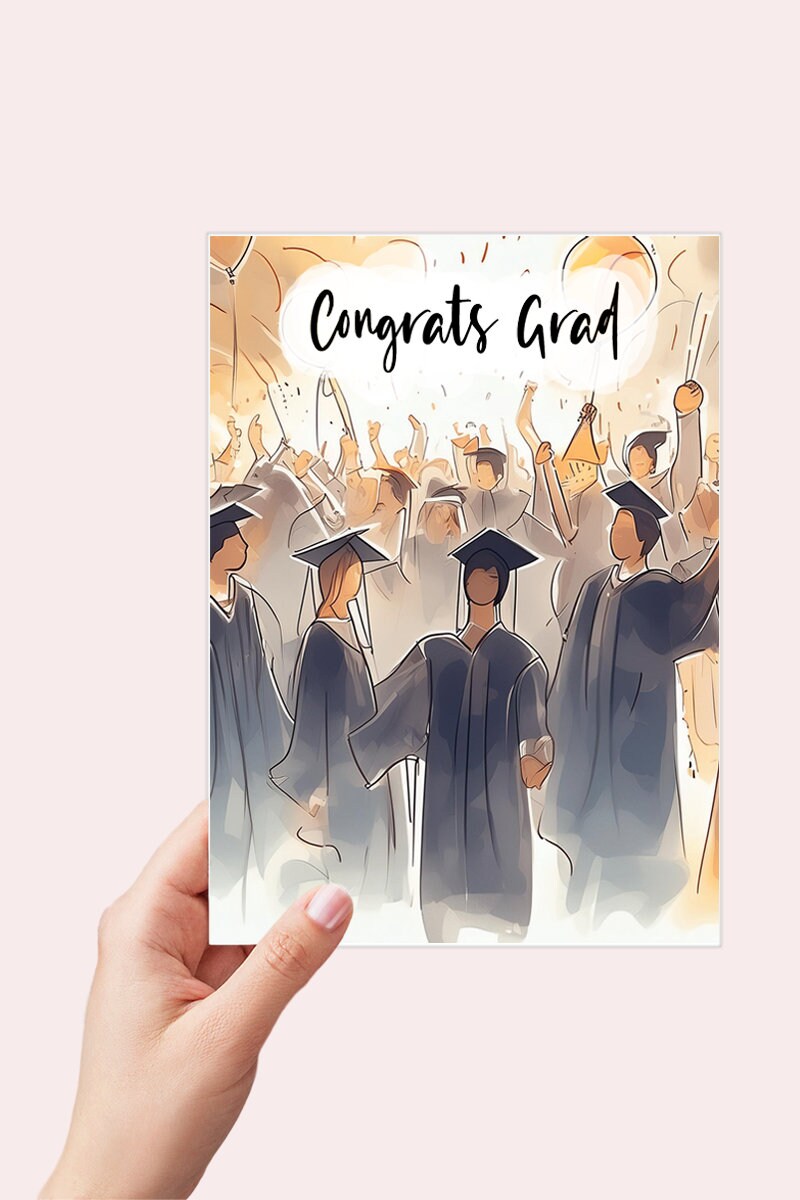 Congrats Grad Graduation Card Printable With Multicultural Students ...