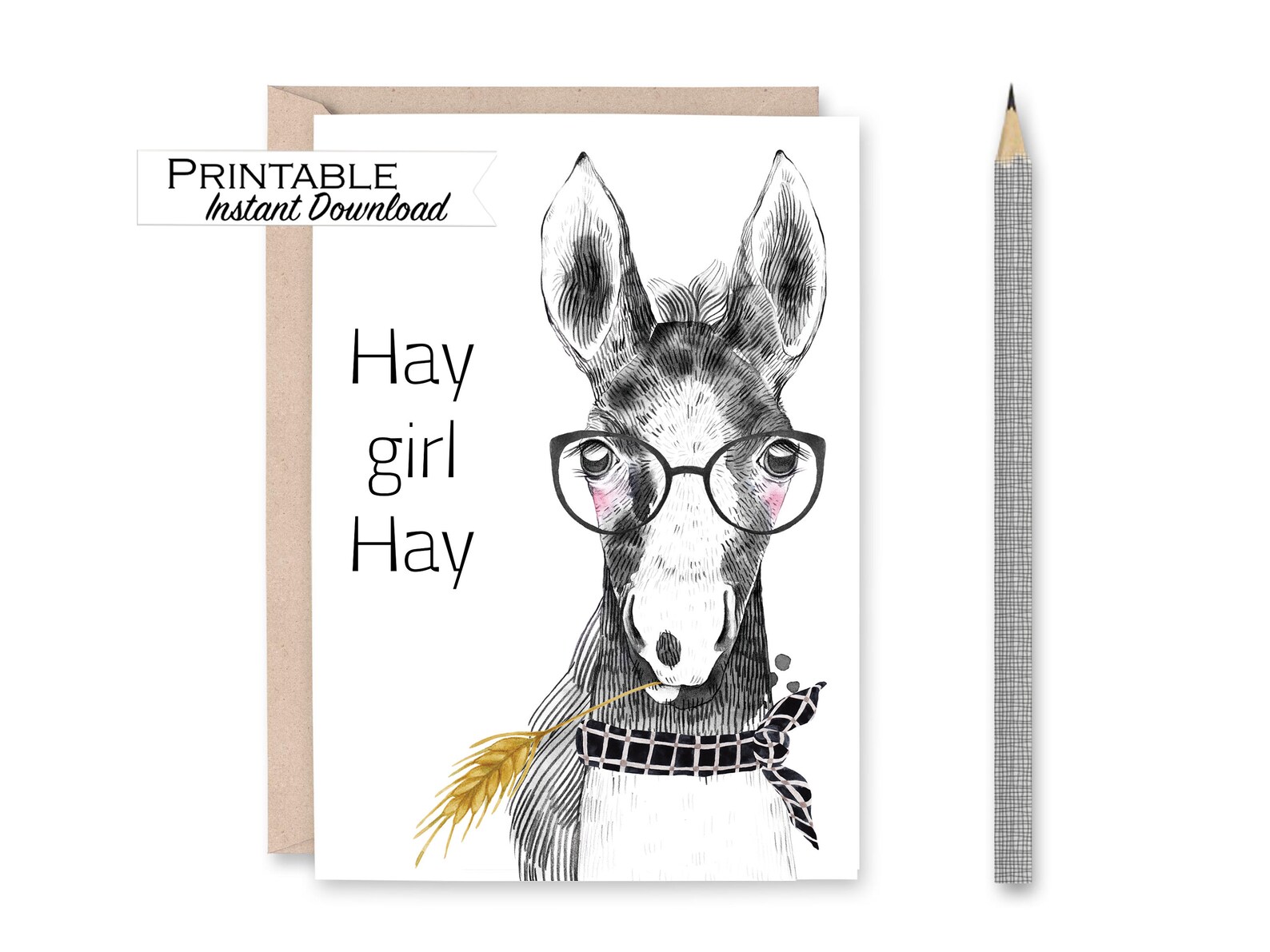 Hay Girl Hay Horse Card Funny Card Friendship Card Farm - Etsy