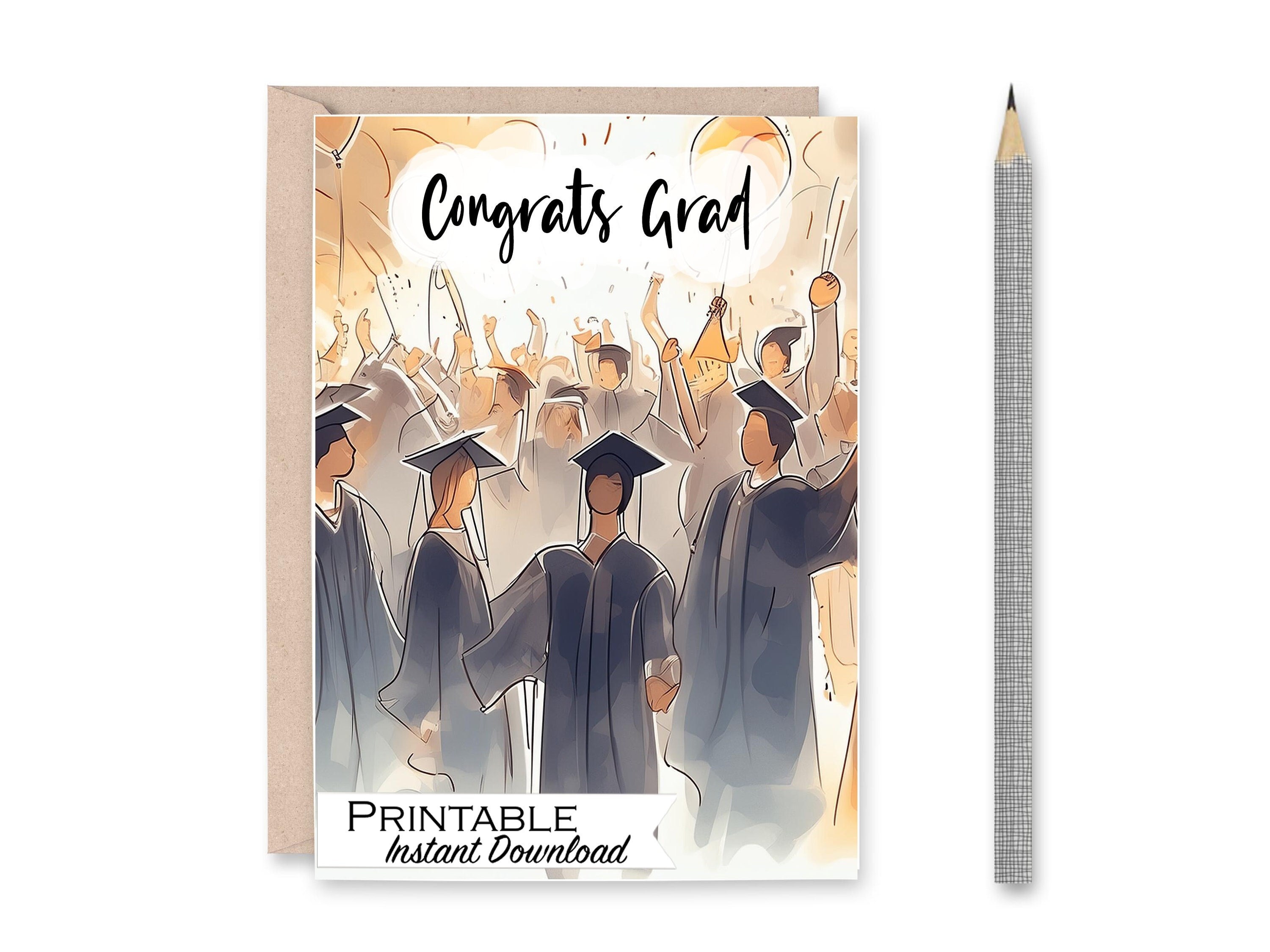 Congrats Grad Graduation Card Printable With Multicultural Students ...