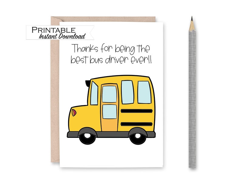 Bus Driver Thank You Card Printable Bus Driver End of School - Etsy