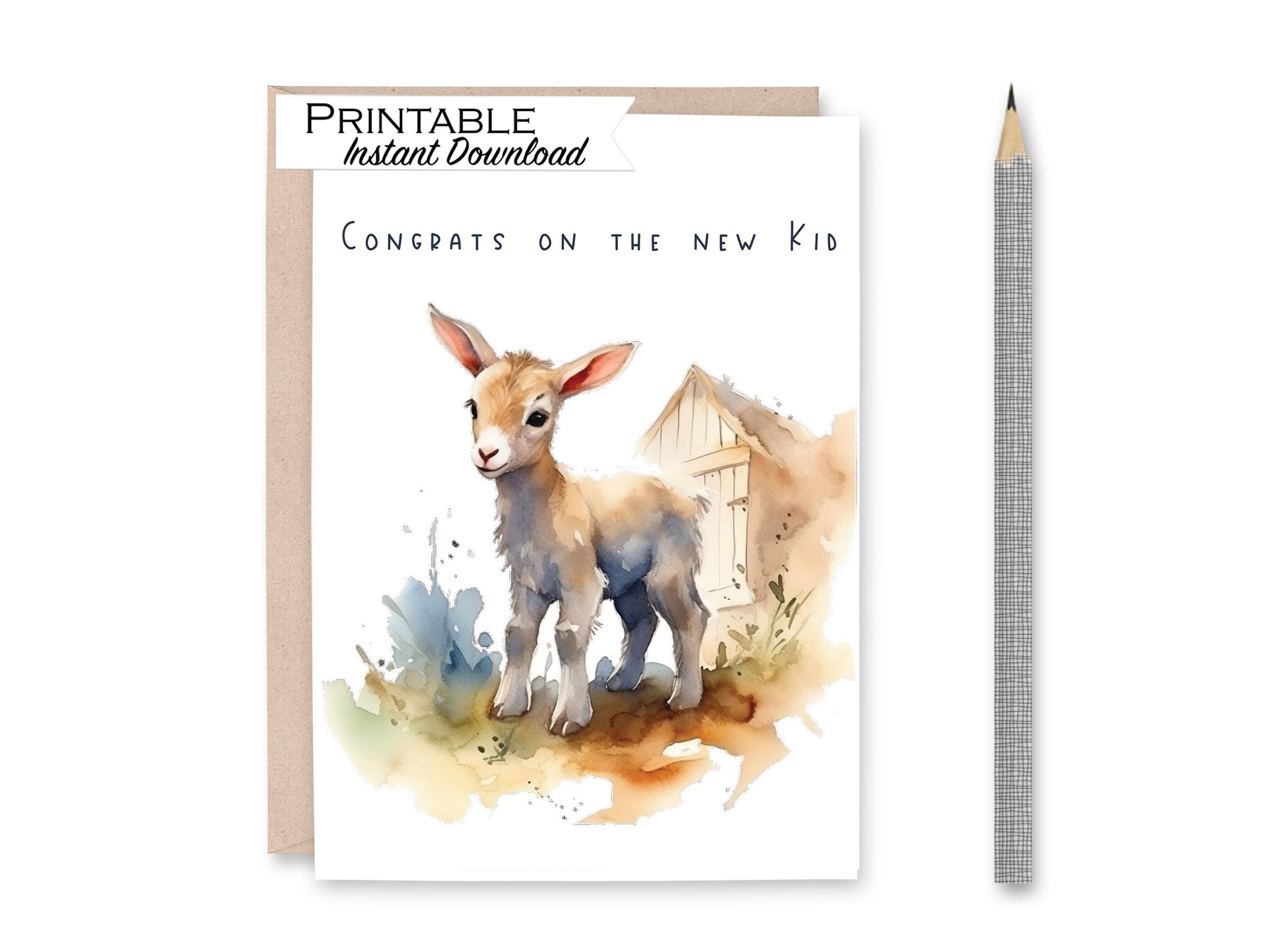 Goat Baby Congratulations Printable Card, Congrats on the New Kid Funny ...