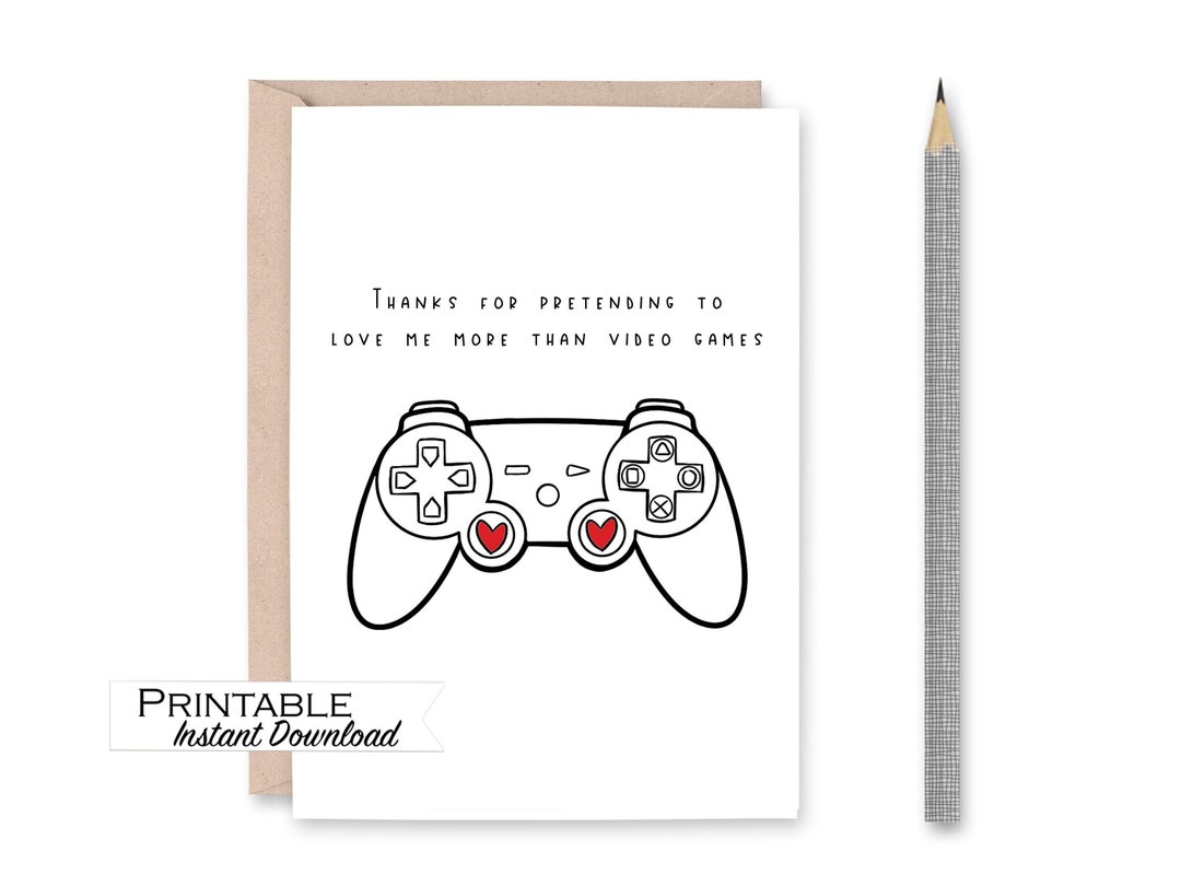 Gamer Anniversary Card Printable, Gamer Valentine Card, Funny Valentine ...