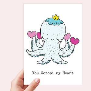 Octopus Love Card, You Octopi My Heart, Anniversary Card, Sea Creatures ...