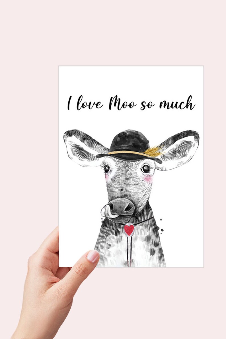 I Love Moo so Much Cow Card, Anniversary Card, Funny Love Card ...