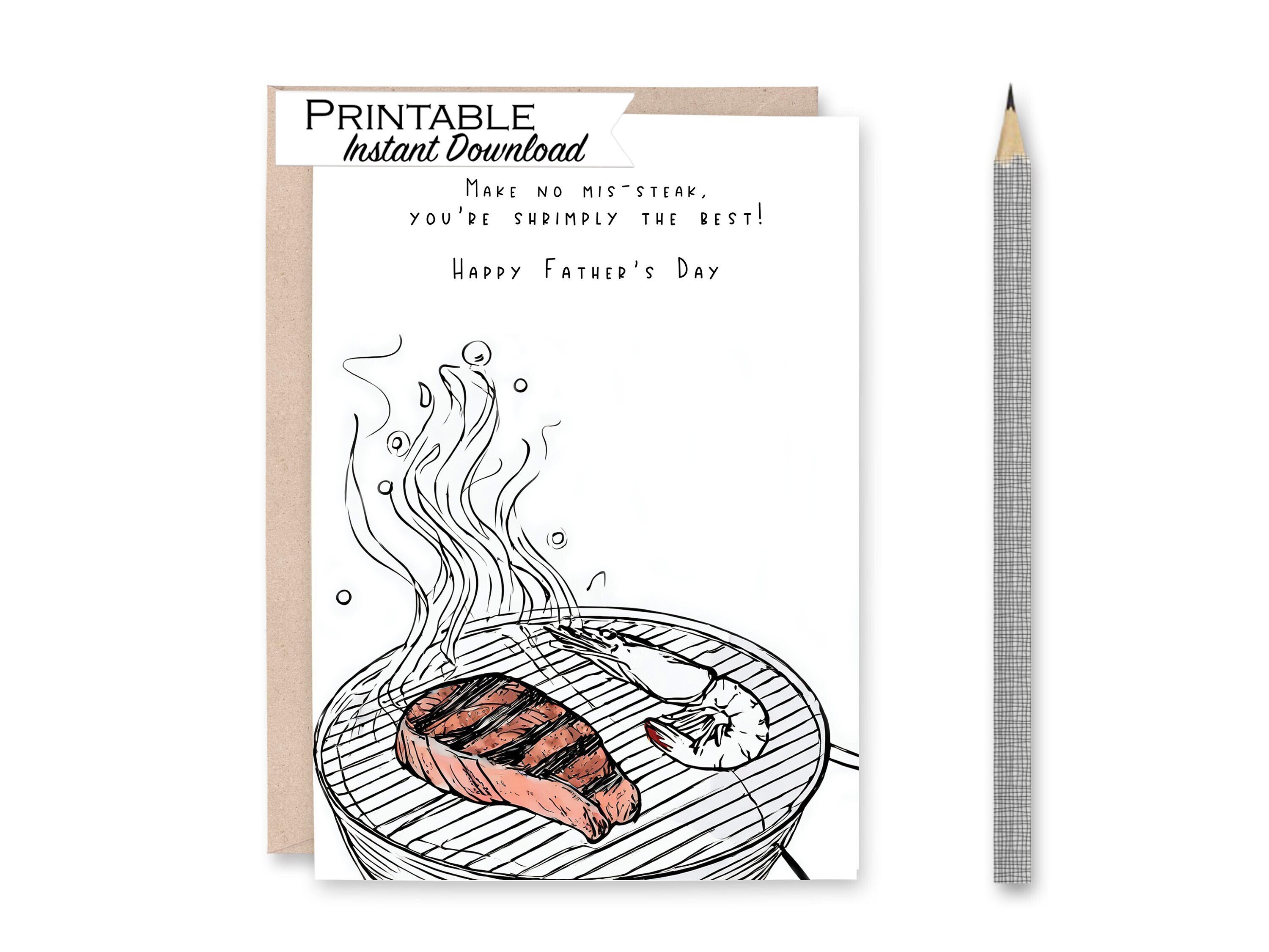 Grilling Fathers Day Card Printable, Funny Pun Card for Dad - 'make No ...
