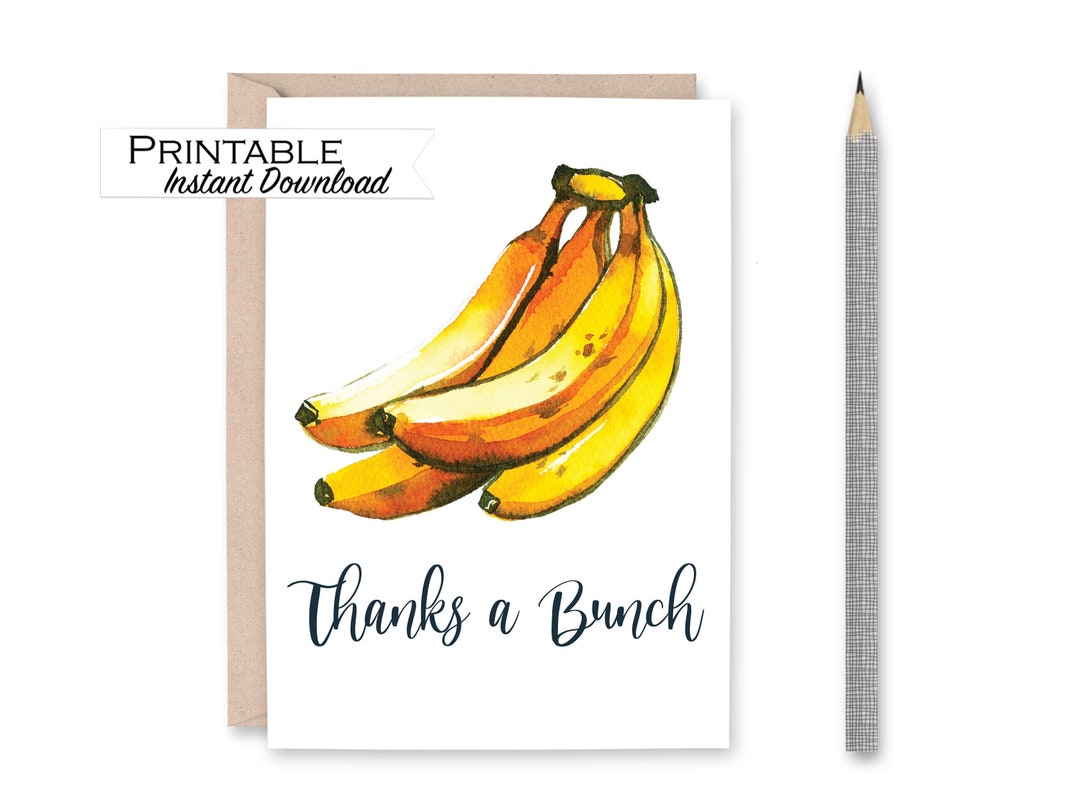 Banana Thank You Card, Thanks a Bunch Card, Pun Cards, Funny Greeting ...