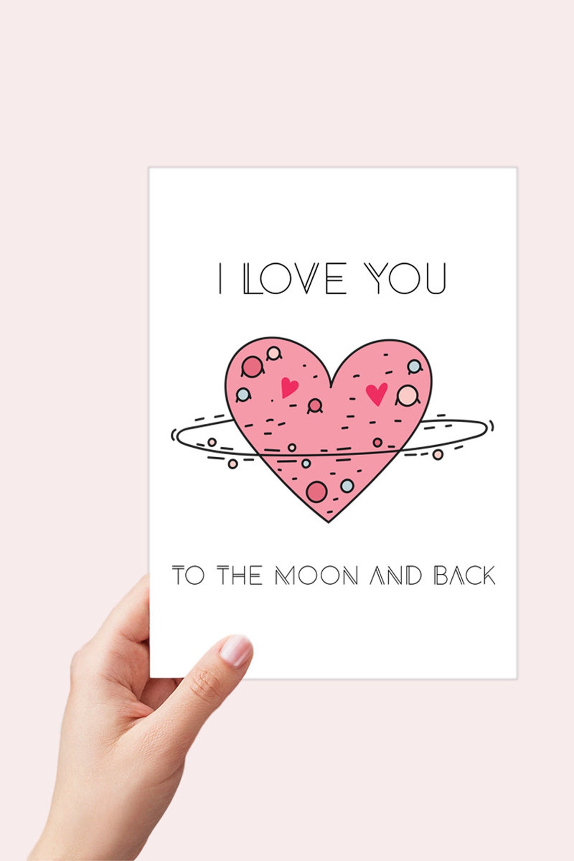 I Love You to the Moon and Back Printable Heart Card, Anniversary Card ...