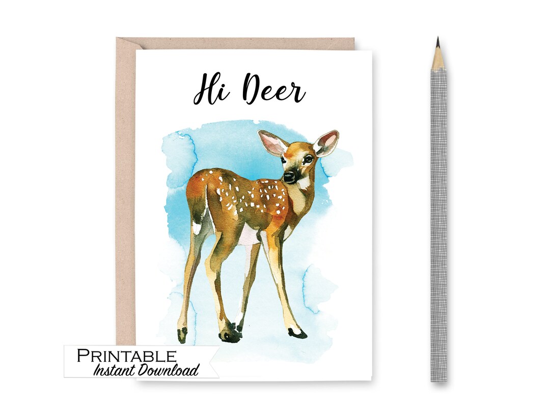 Nature Greeting Card Hi Deer Baby Deer Card Wildlife Art - Etsy España