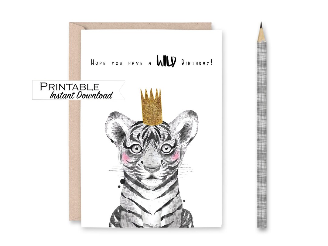 Tiger Wild One Birthday Printable Card, Two Wild, Year of the Tiger ...