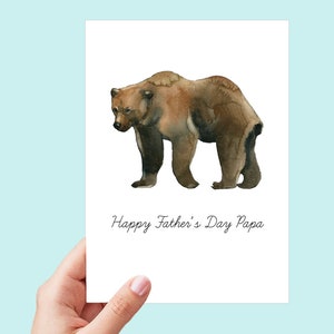 Papa Bear Fathers Day Card Watercolor Printable, Card for Grandpa ...