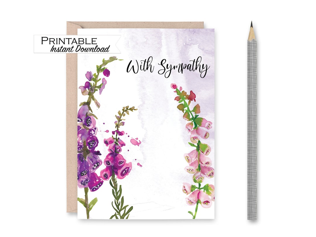 Sympathy Card, Purple Floral Card, Condolence Gift, Bereavement Gift ...