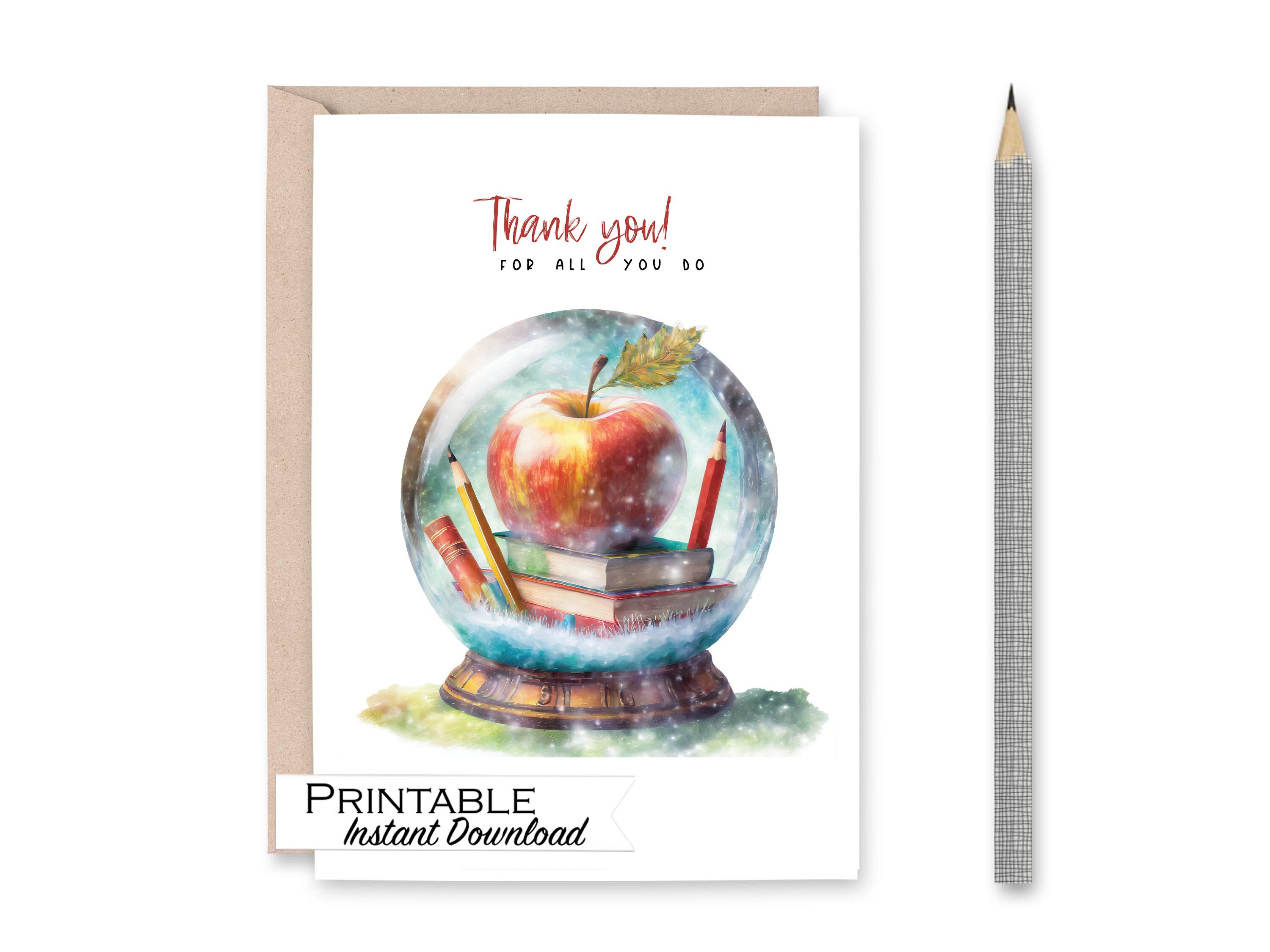 Teacher Thank You Card Printable, Teacher Appreciation Gift, Holiday ...