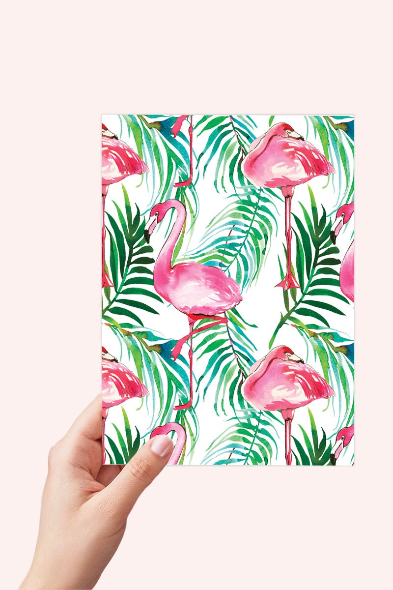 Flamingo Print Card, Pink Flamingo Blank Card, Instant Download ...