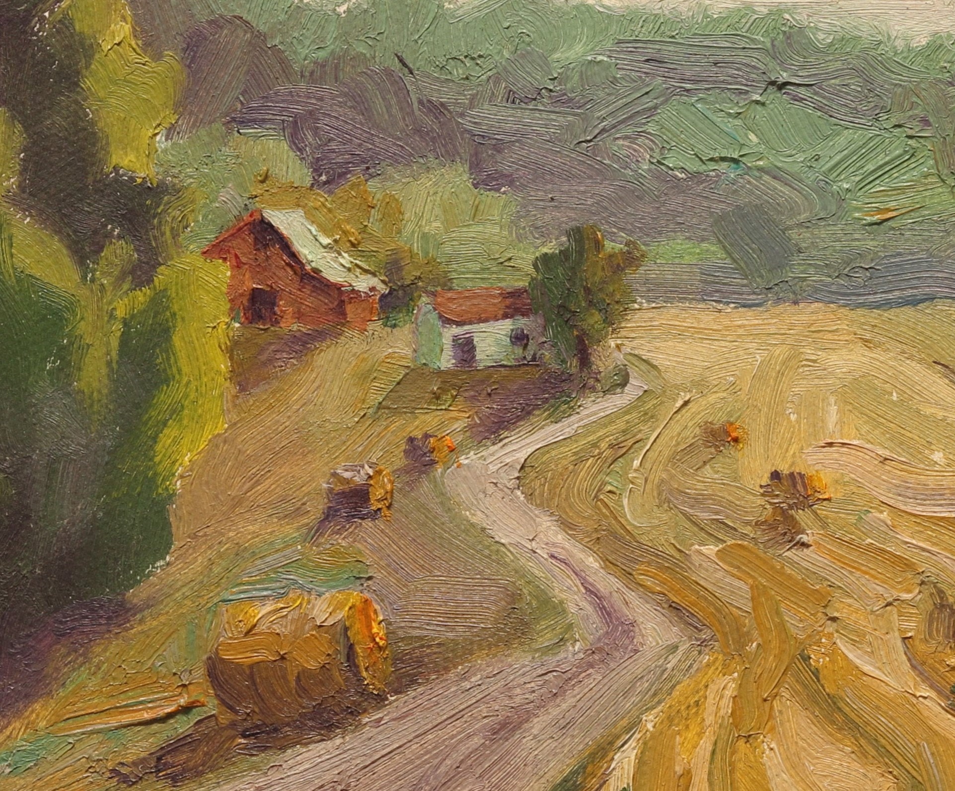 Hayfield Oil Painting, Rustic Charm, Country Elegance, Golden Harvest ...