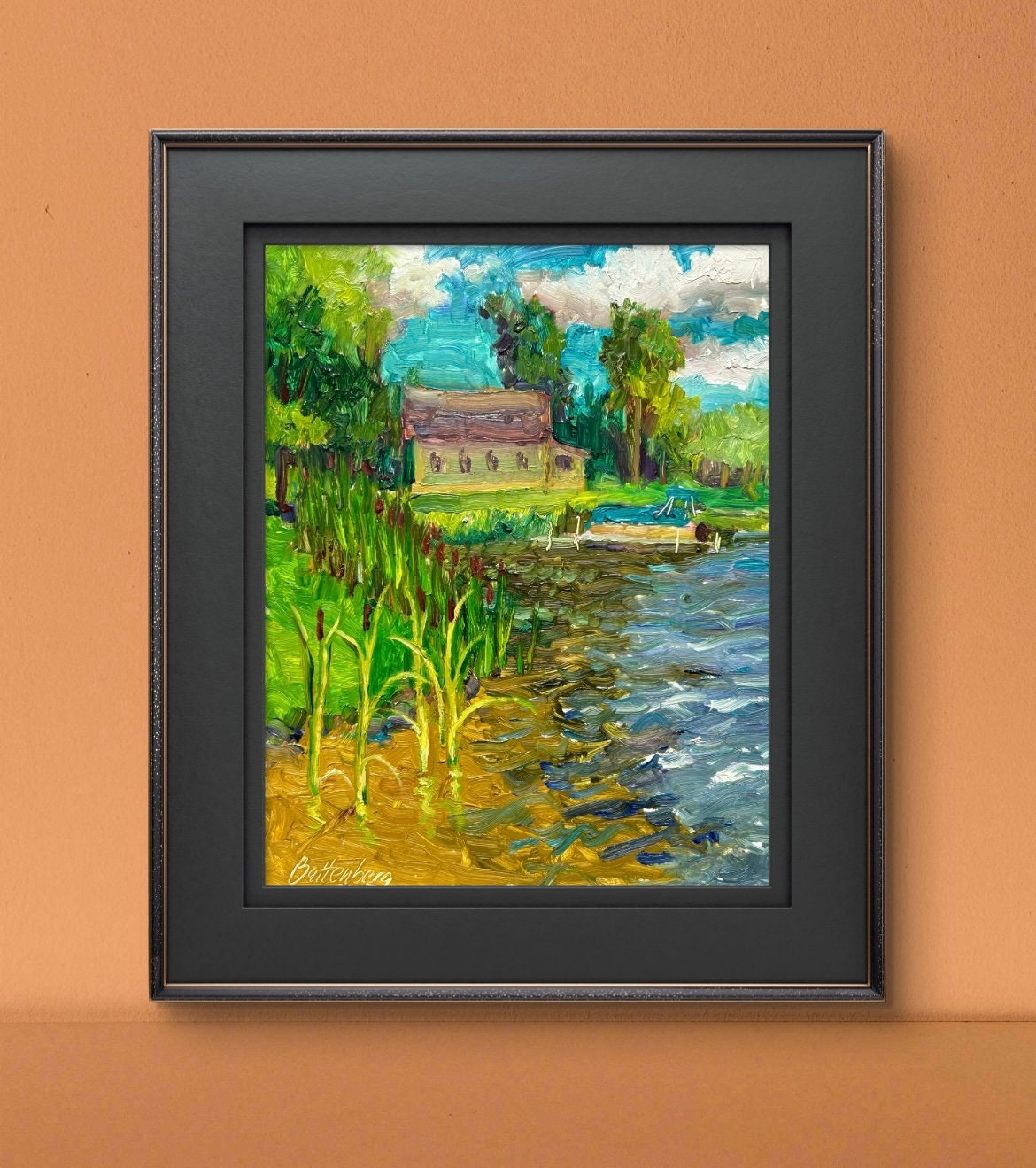 Cattail Oil Painting, Plein Air Oil Painting, Hand Painted, Original ...
