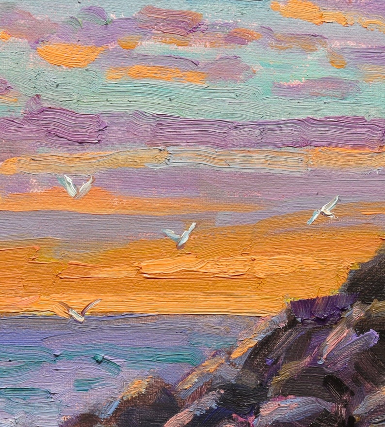 Gentle Surf, Original Oil Painting, Sunset Paintings, Seashore Art ...