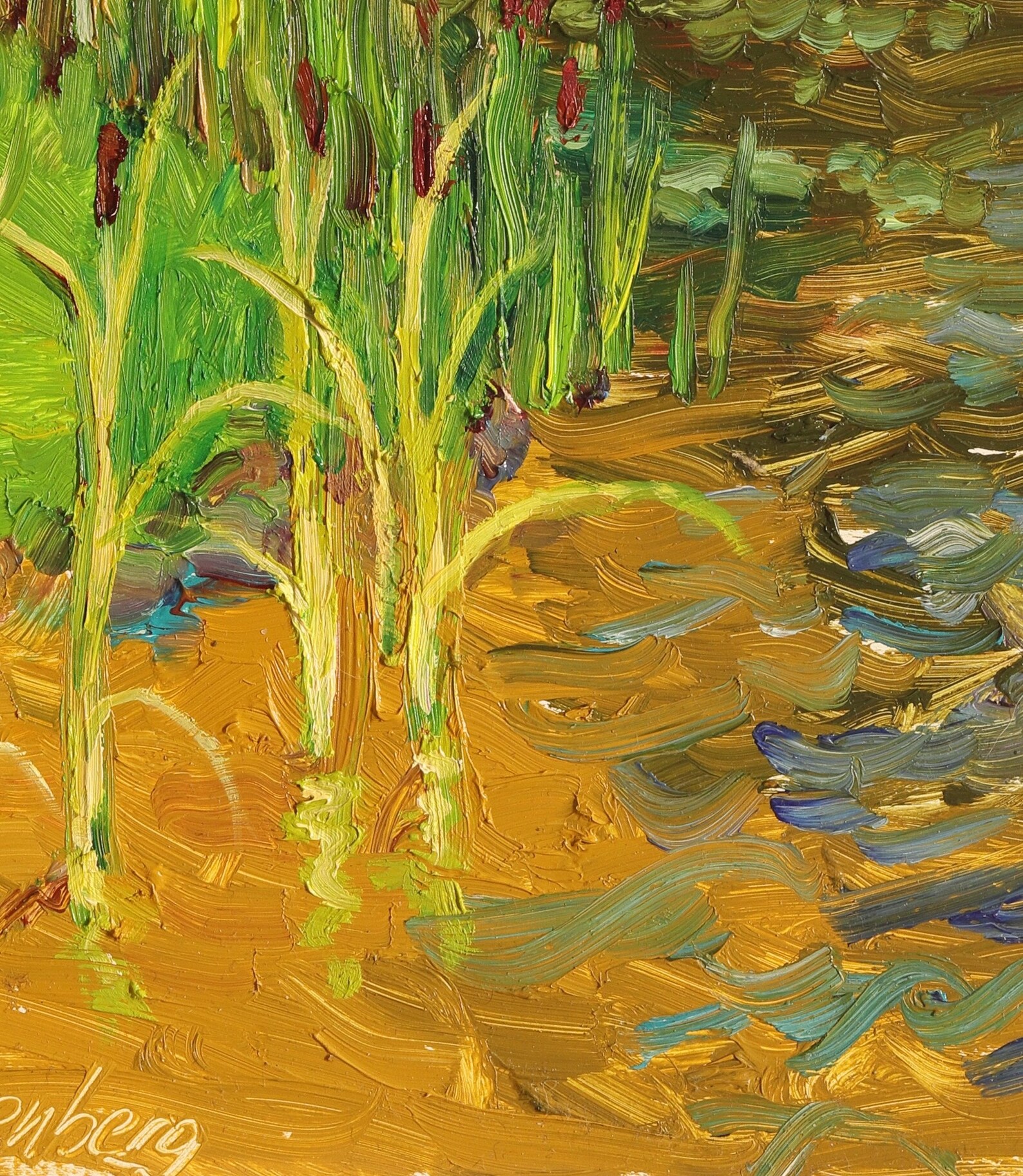 Cattail Oil Painting, Plein Air Oil Painting, Hand Painted, Original ...