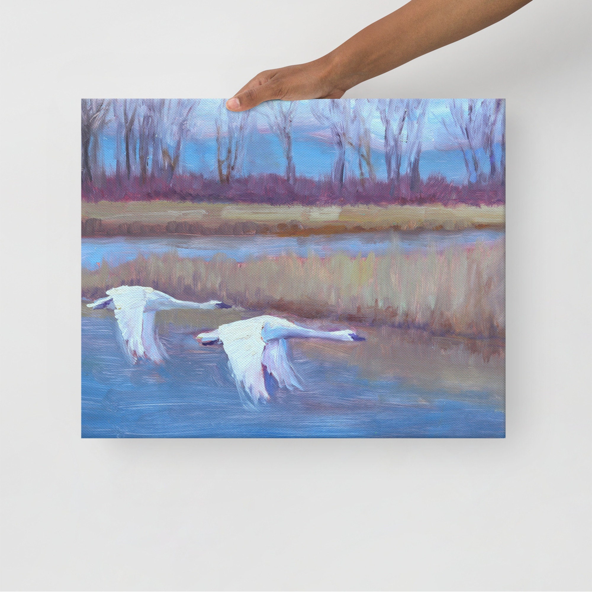 Swan Oil Painting, Painting of Swans, Print From Original Oil Painting ...