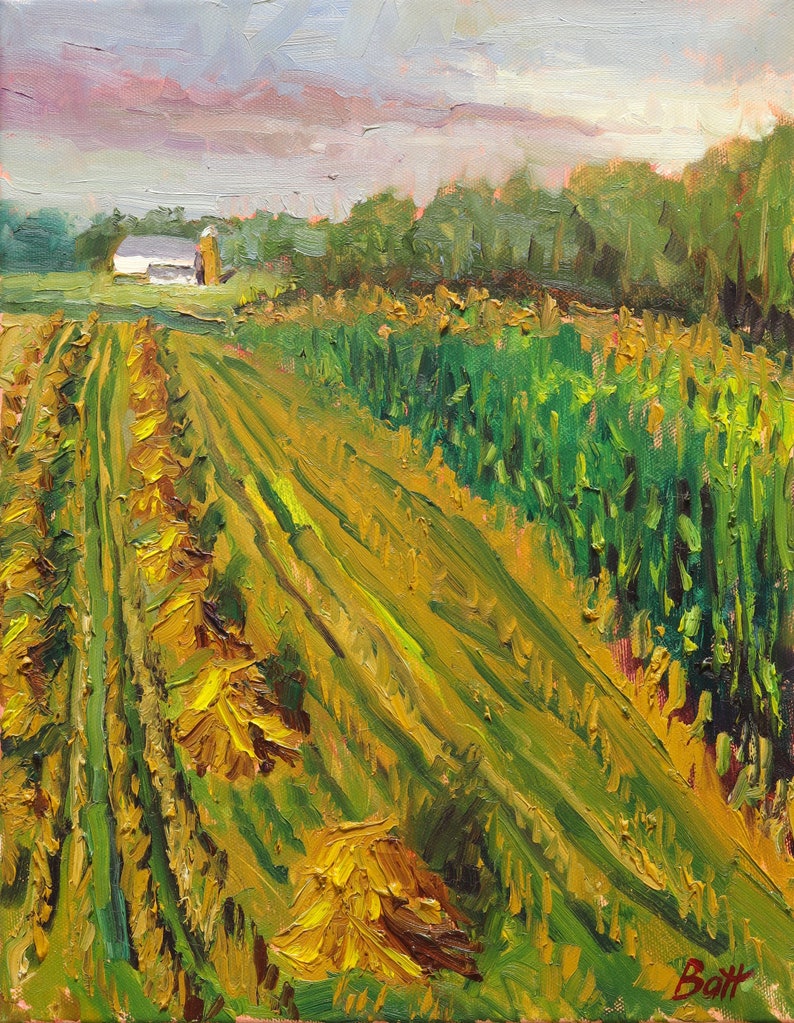 Amish Haystacks Print of an Original Oil Painting / Farm Oil Paint ...