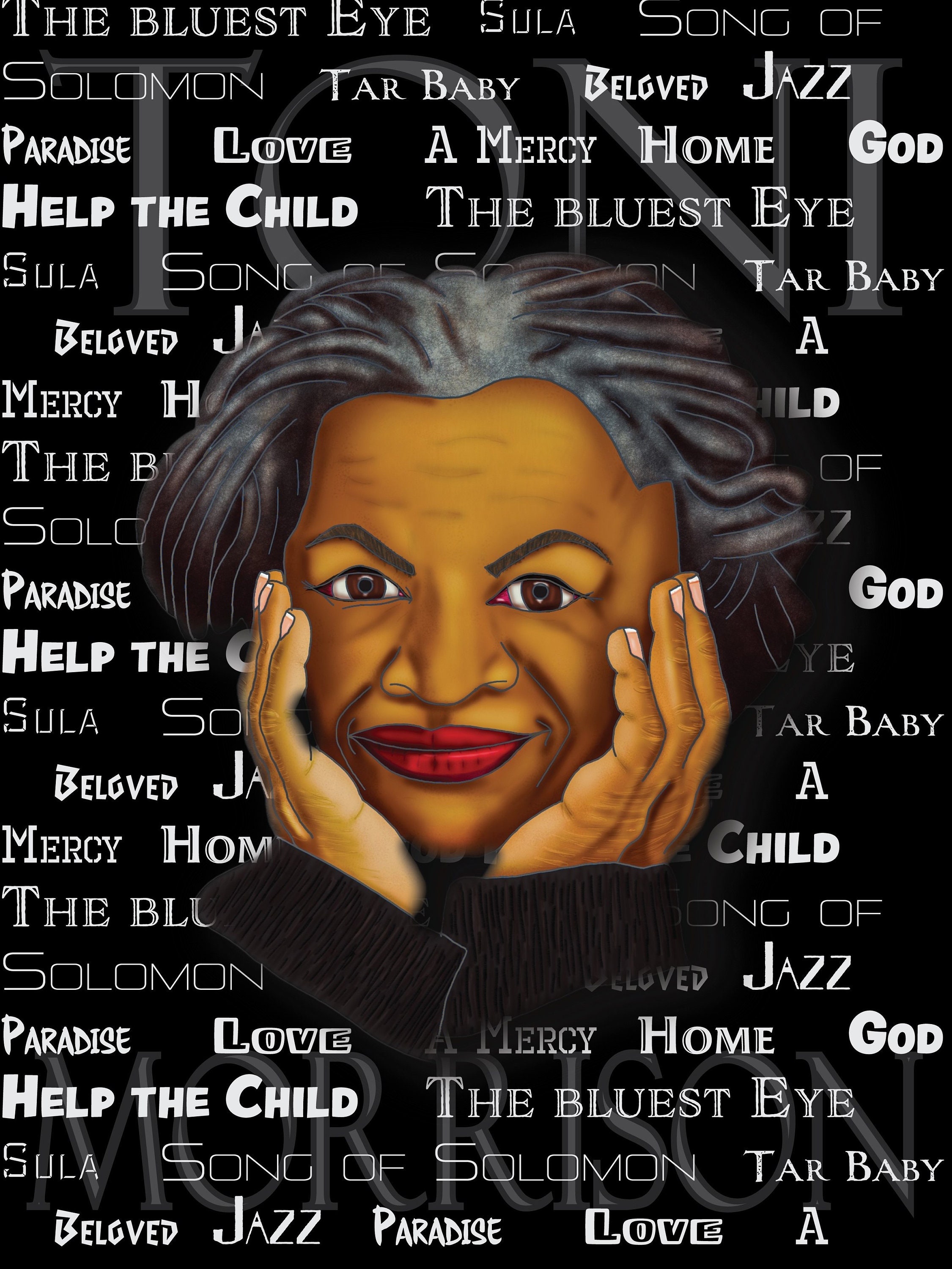 Toni Morrison Illustration, With Her Novels - Etsy