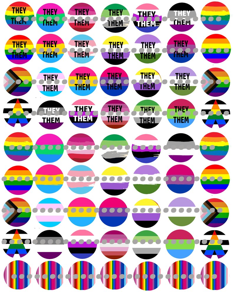 Lgbt Bottle Cap Images They / Them Pronouns Flags - Etsy