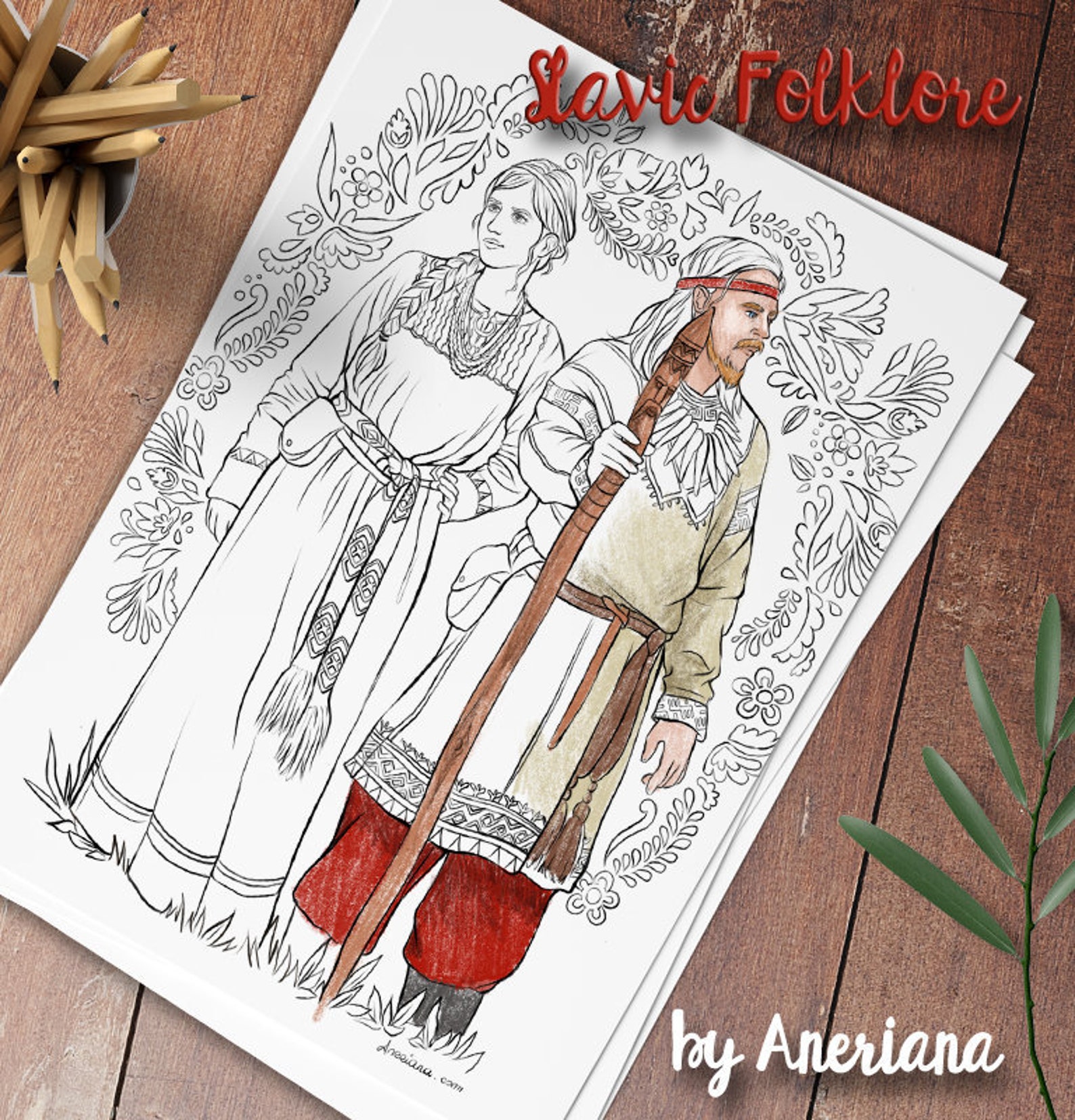 Slavic Folklore Printable Coloring Page traditional and - Etsy