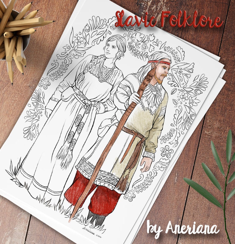 Slavic Folklore Printable Coloring Page traditional and Digital ...